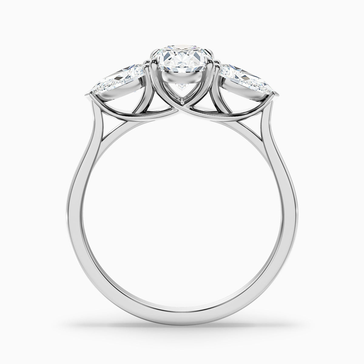 Frozen Three Stone Oval Halo Moissanite Engagement Ring – Grown Leo
