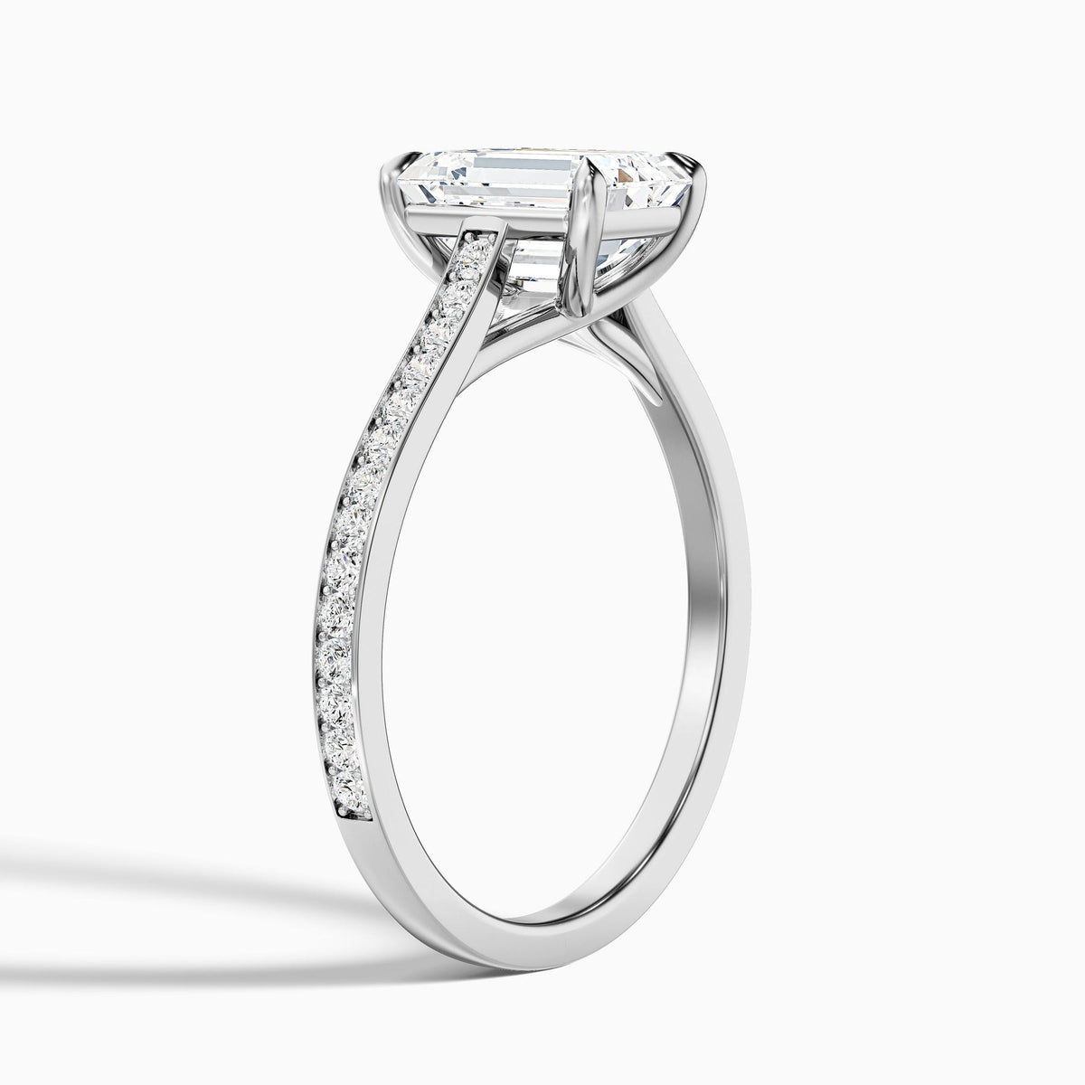 Shard Emerald Cut Side Stone Pave Lab Grown Engagement Ring – Grown Leo